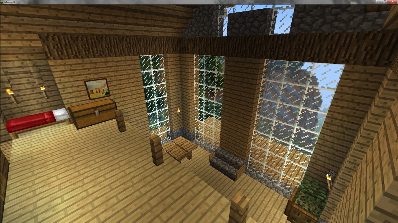 modern forest cabin Minecraft Map