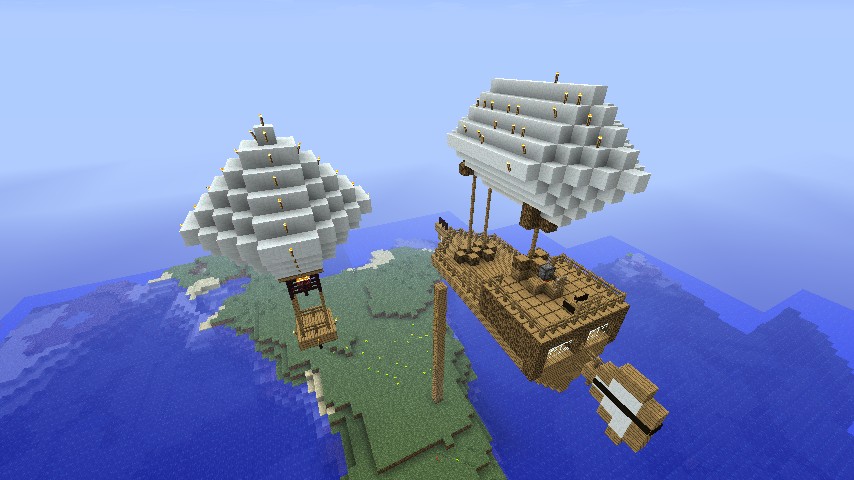 Hot air baloon and a zeppelin Minecraft Map