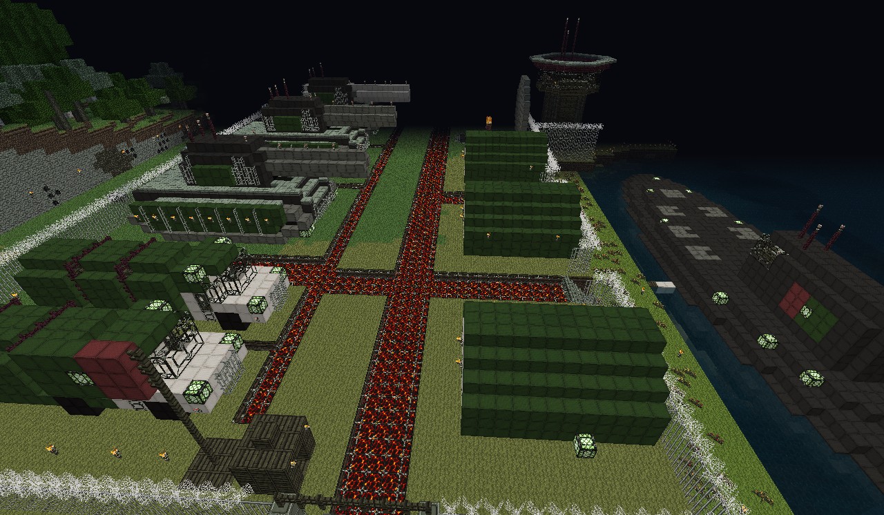 Military Base w/ submarine,plane,tank,missile and truck Minecraft Map