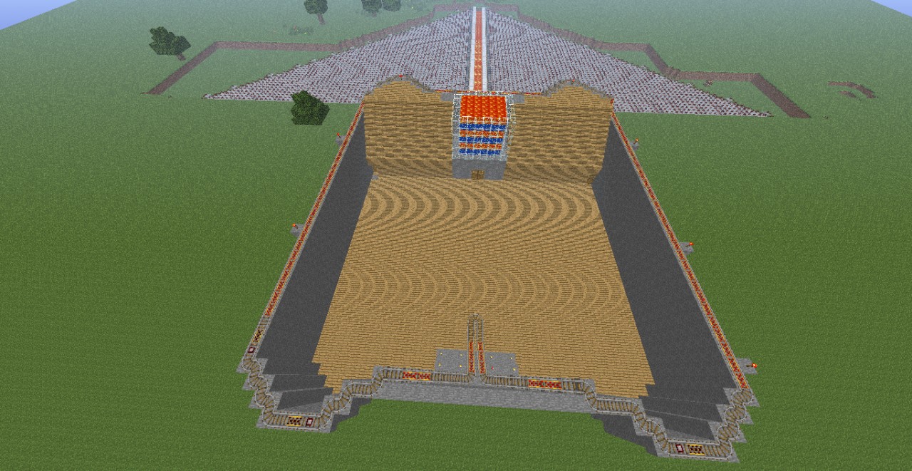 Giant piston bridge with a castle (contains pistons) Minecraft Map