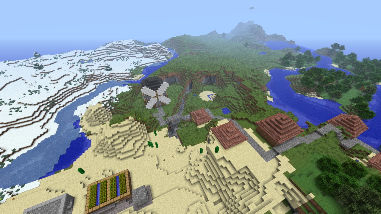 WindMill With a nice little village!!!!!! Minecraft Map