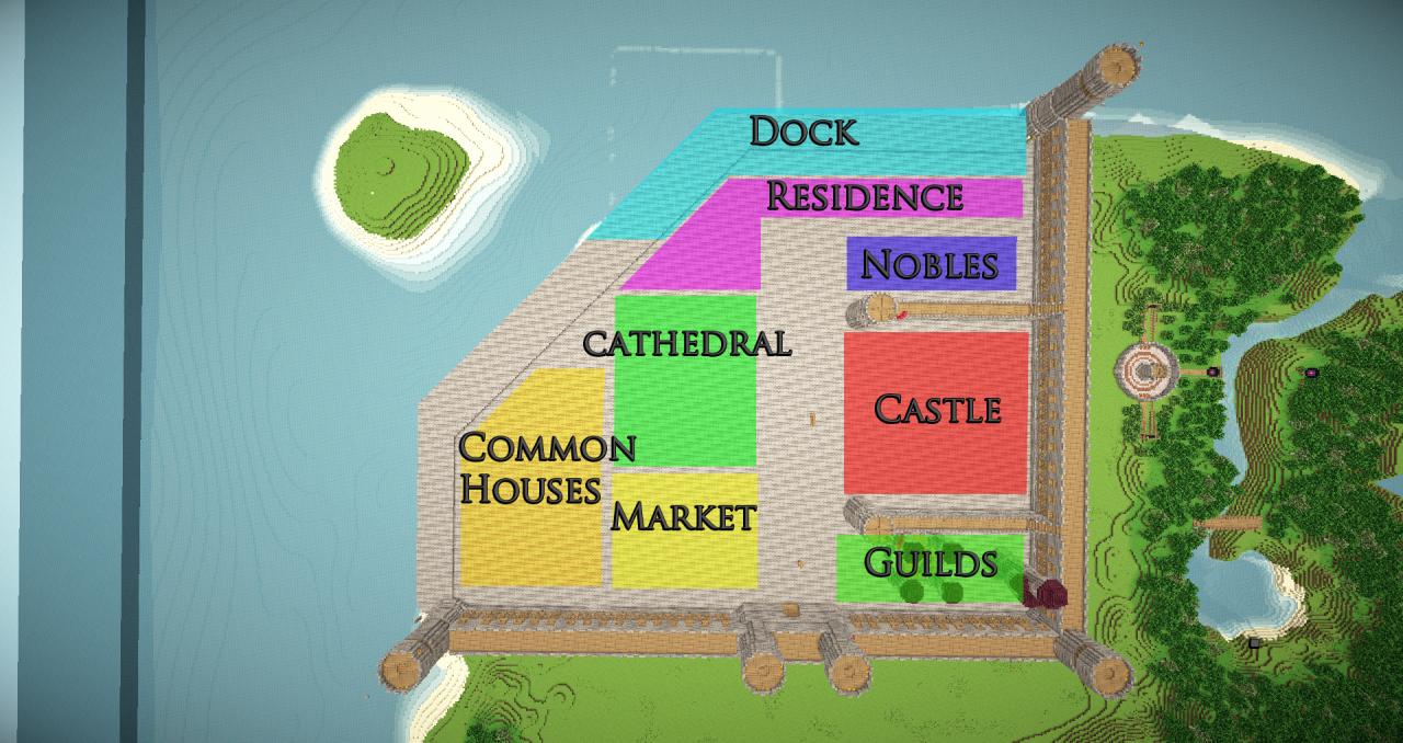 Minecraft Medieval Town Layout