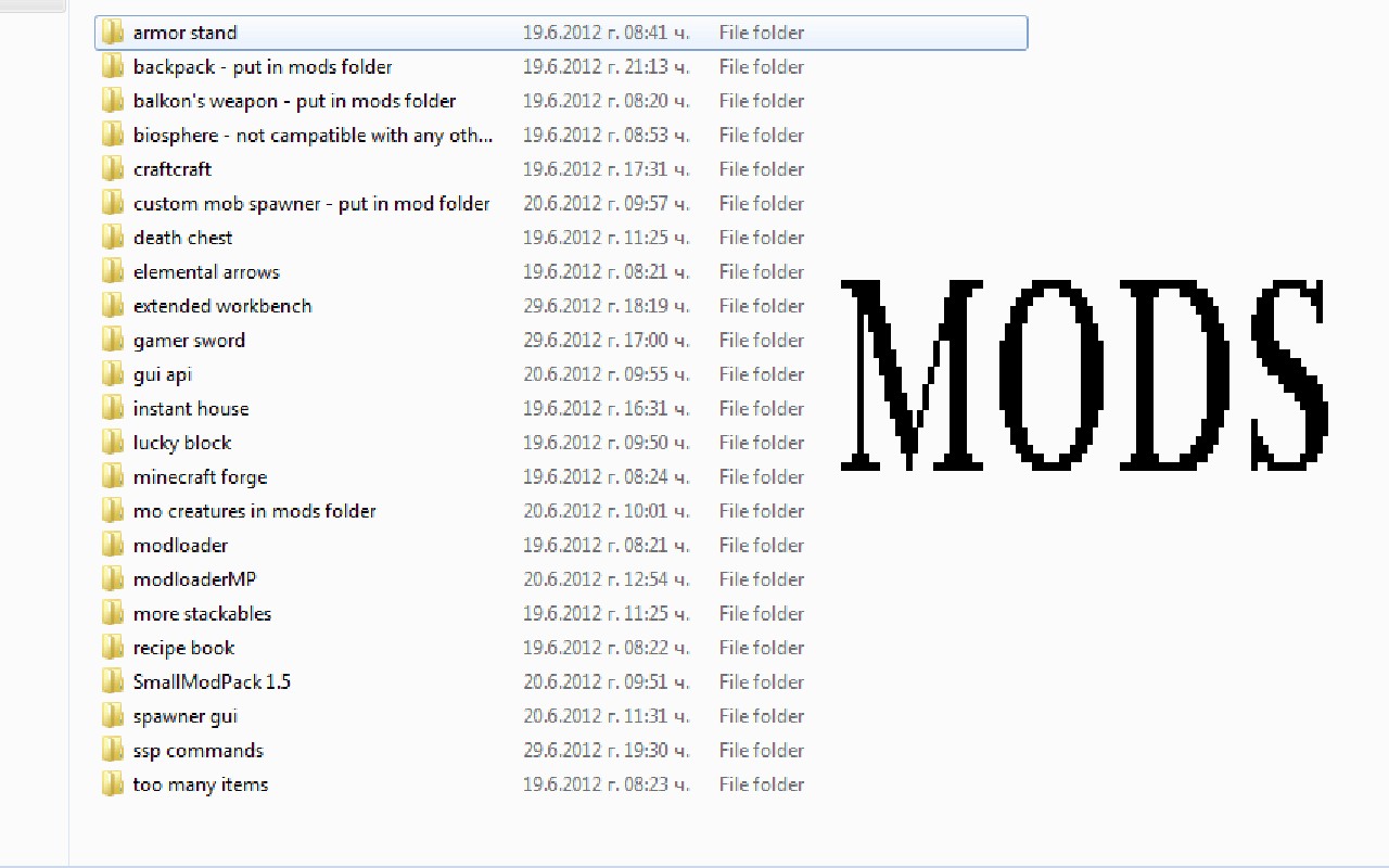 Minecraft Stuff : Mods - unistalled Minecraft Map