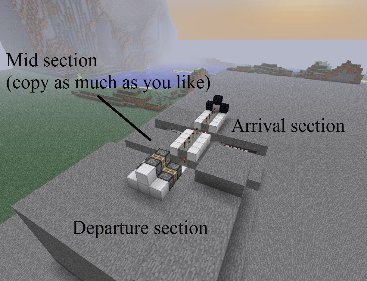 piston monorail Minecraft Map