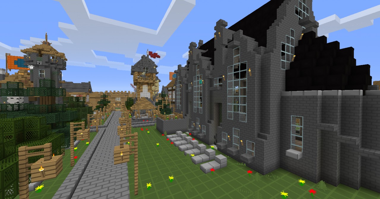 medieval town and castle Minecraft Map