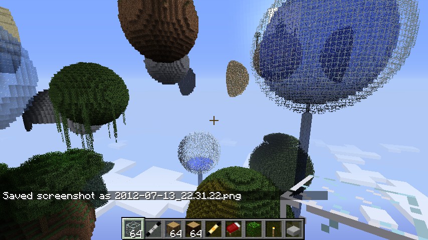planetoids with connections between them (a few of them will have houses inside them Minecraft Map