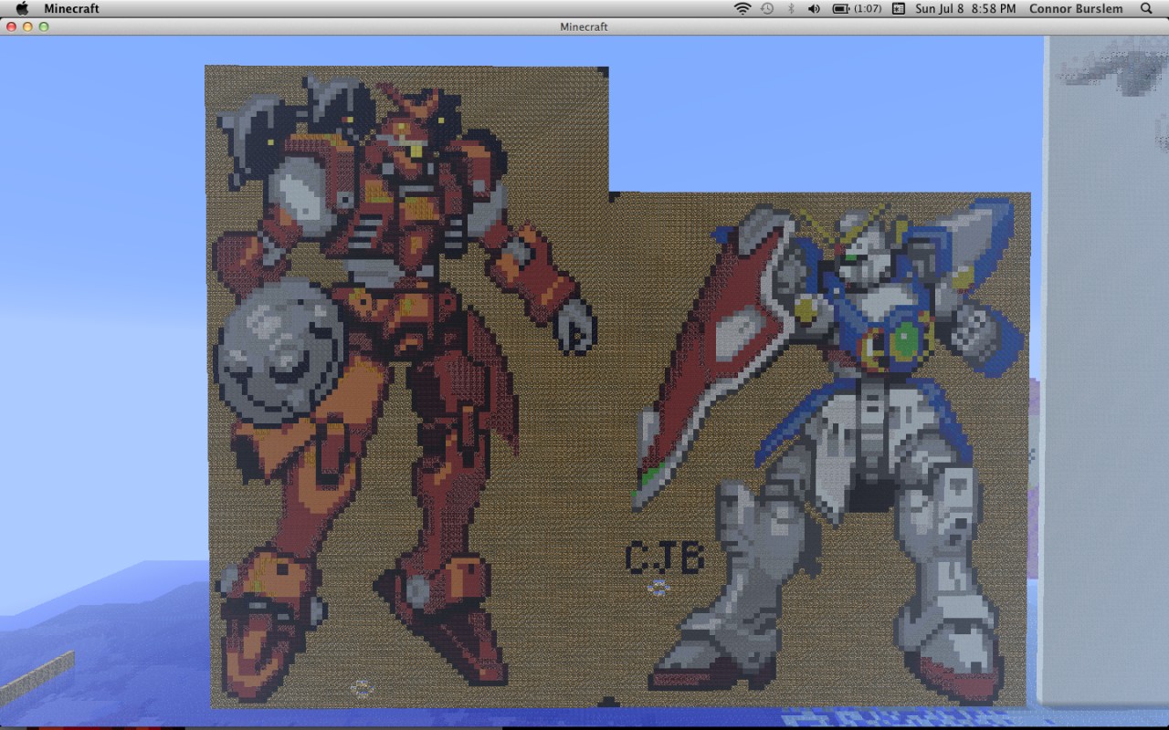 Mercurius & Wing Gundam Pixel Art Minecraft Map