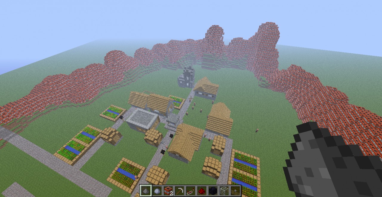 TnT Mountains Surrounding a village.... Minecraft Map