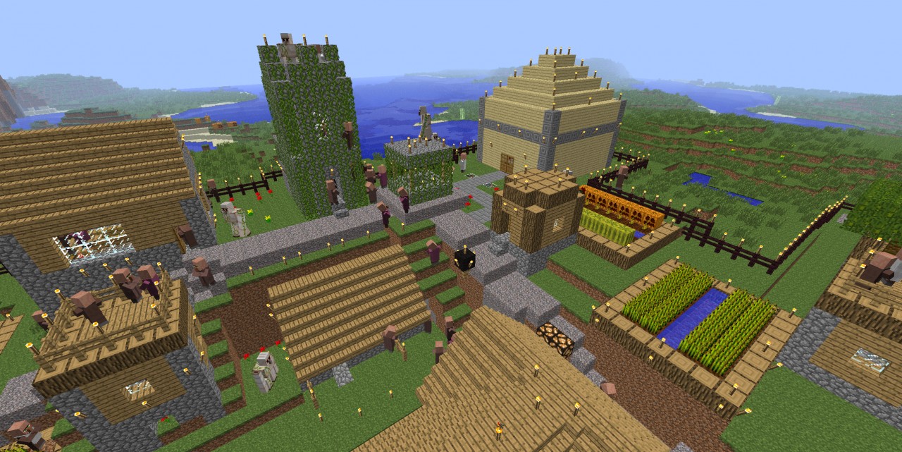 Sea border fortified NPC village Minecraft Map