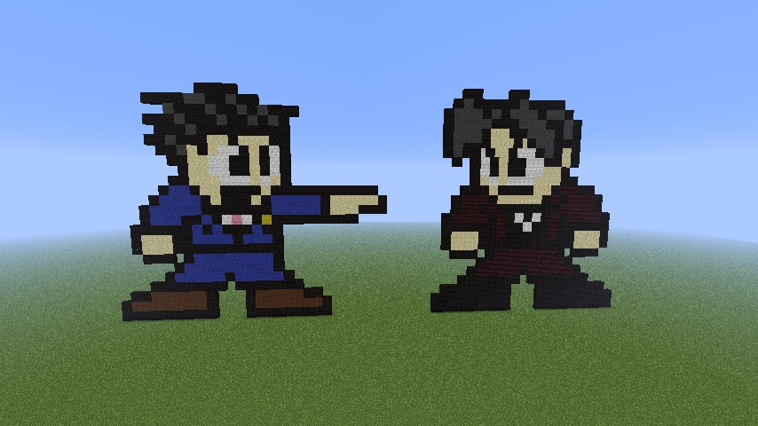 8 bit Phoenix Wright and Miles Edgeworth Minecraft Map
