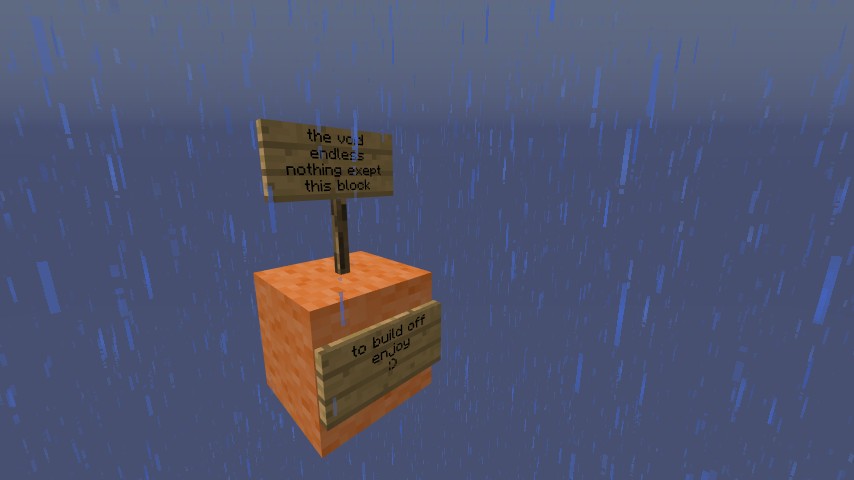 the void - endless nothing exept 1 block to build off Minecraft Map