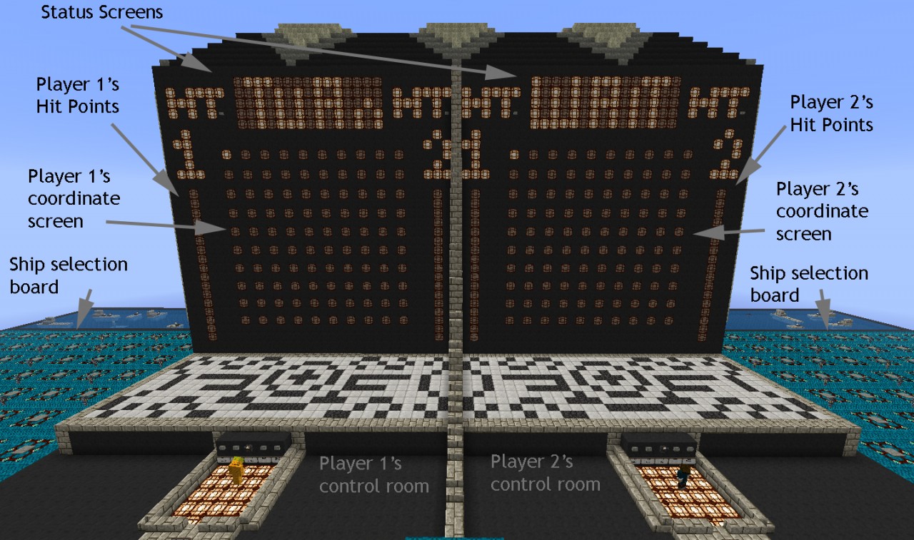 Battleship (the game) in minecraft Minecraft Map