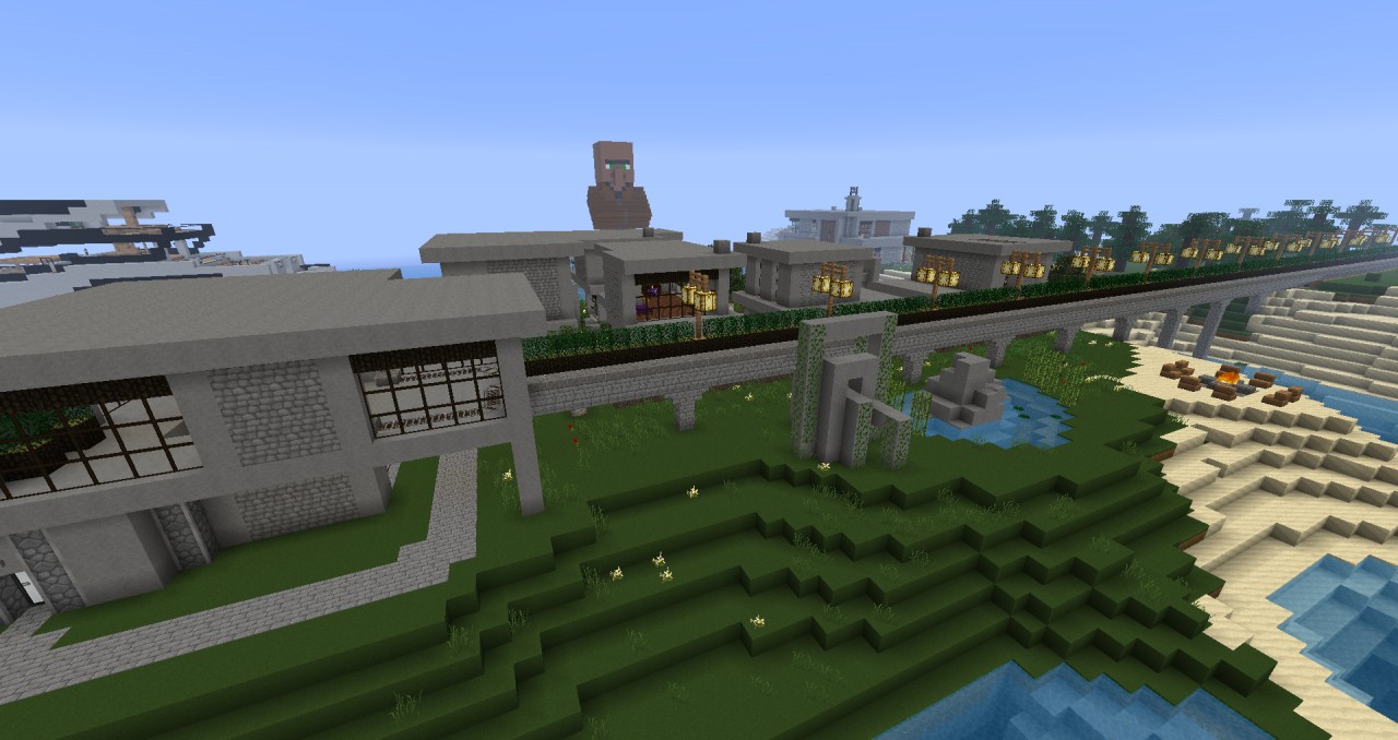 Modern Village w/ Automated Wheat Farm Minecraft Map