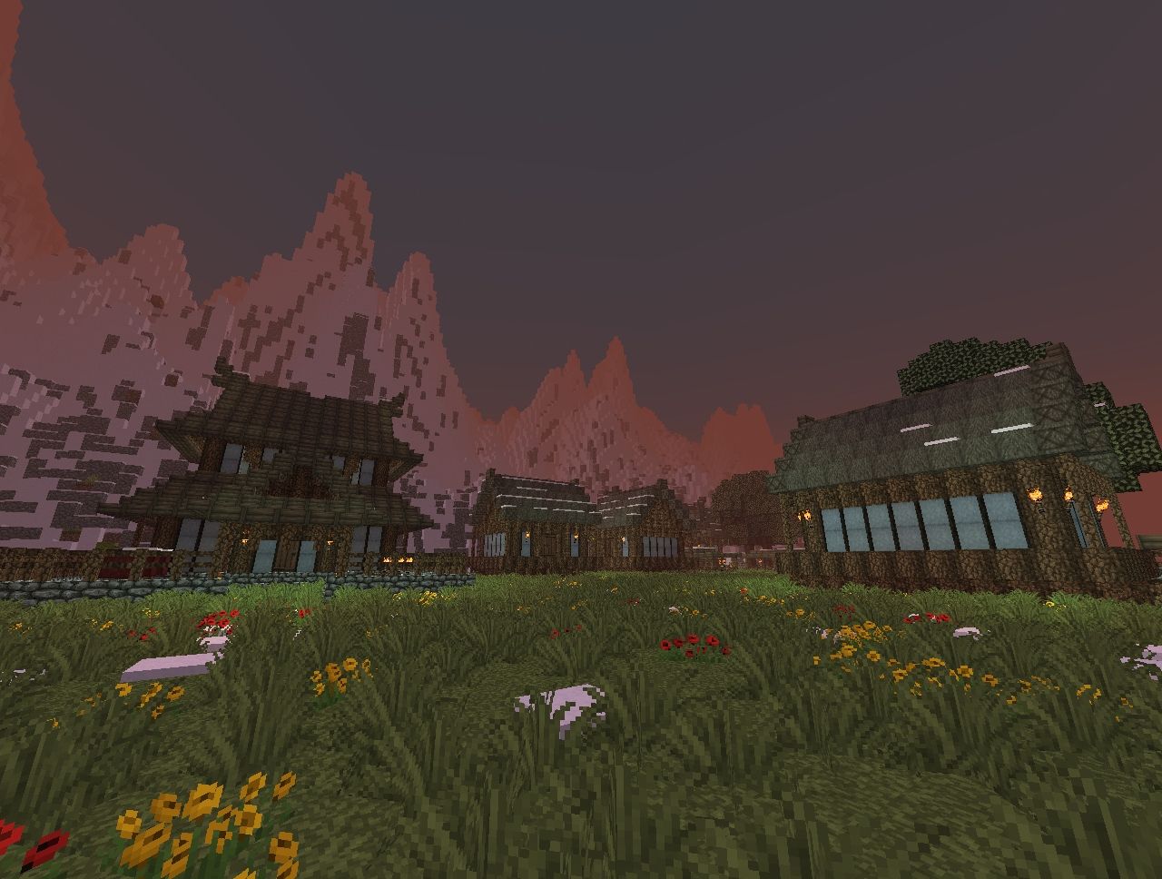 Japanese Town [ CUSTOM TERRAIN ] [ DOWNLOAD ] Minecraft Map