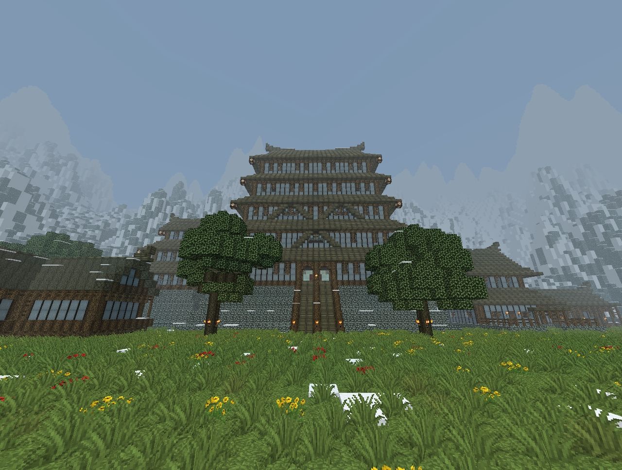 Japanese Town [ CUSTOM TERRAIN ] [ DOWNLOAD ] Minecraft Map