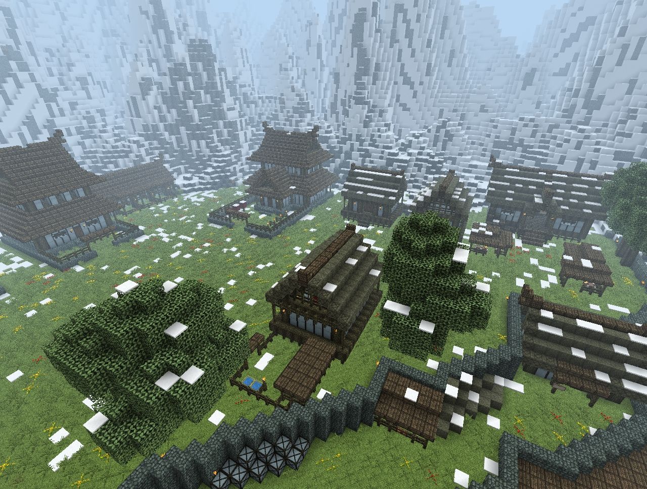 Japanese Town [ CUSTOM TERRAIN ] [ DOWNLOAD ] Minecraft Map