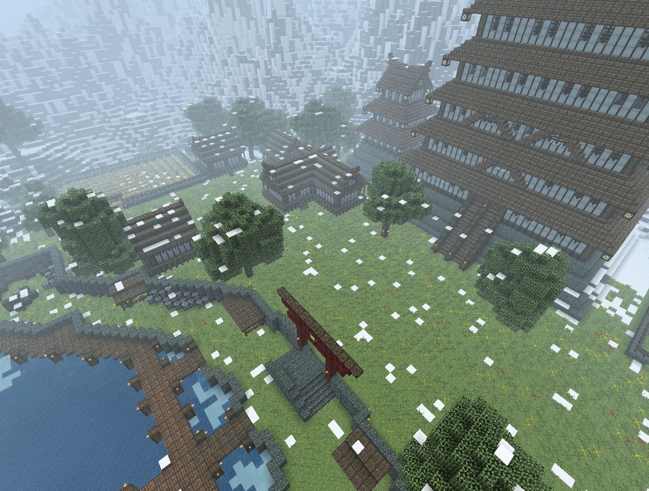 Japanese Town [ CUSTOM TERRAIN ] [ DOWNLOAD ] Minecraft Map