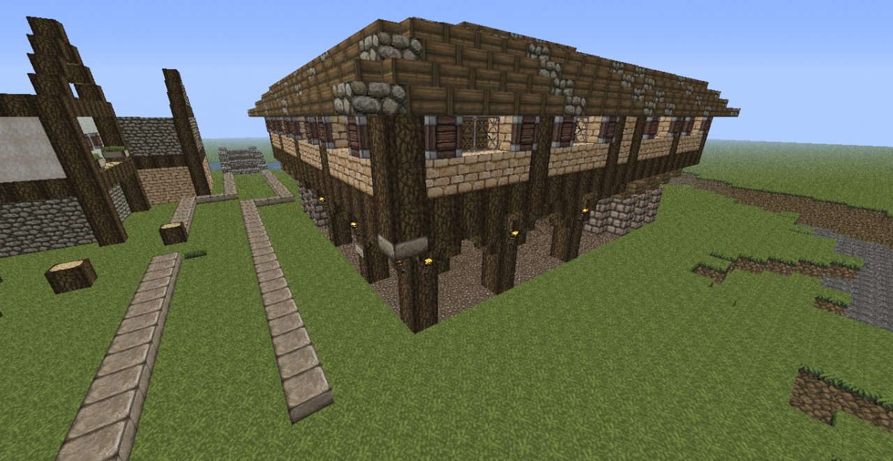 medieval riverside inn Minecraft Map