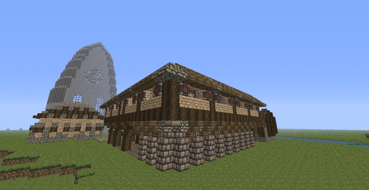 medieval riverside inn Minecraft Map