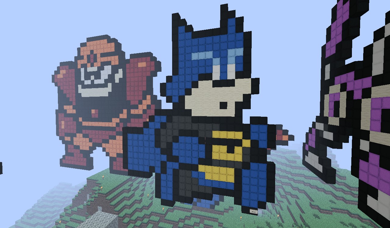 MY cool world with wool 8-bit statues Minecraft Map