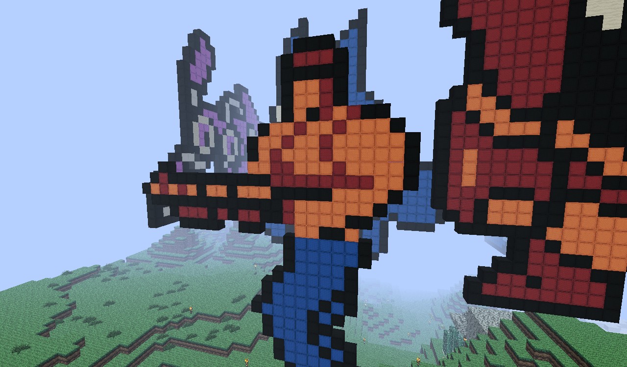 MY cool world with wool 8-bit statues Minecraft Map