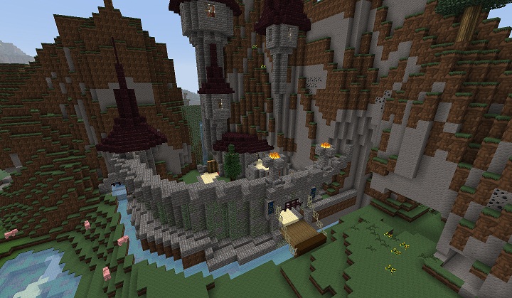 Castle integrate in rocky moutains Minecraft Map