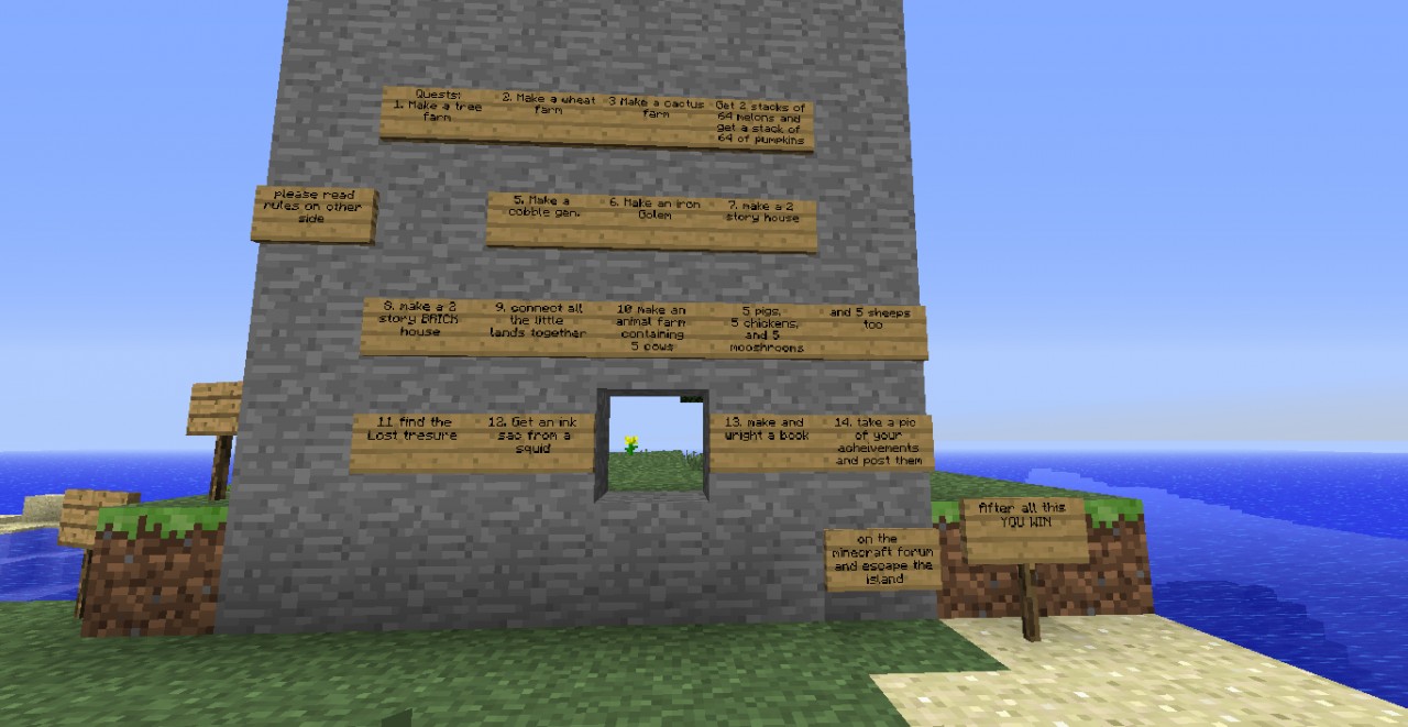 Survival island 13 quests Minecraft Map