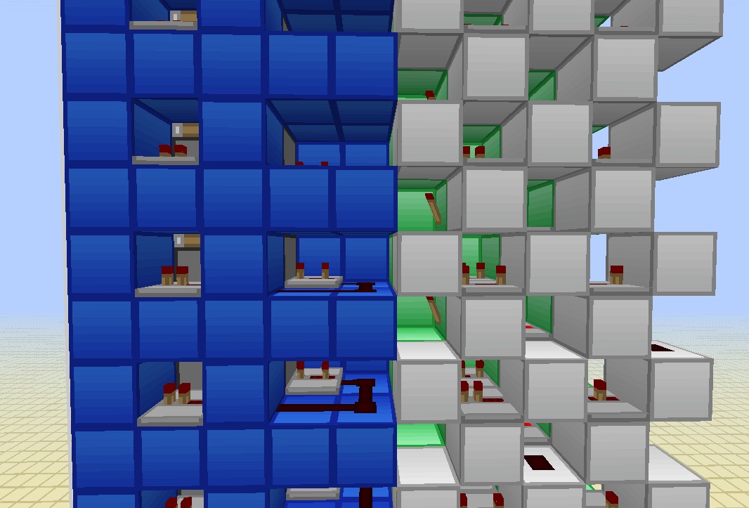 Minecraft: Elevator Up+Down, instant call, extremely compact Minecraft Map