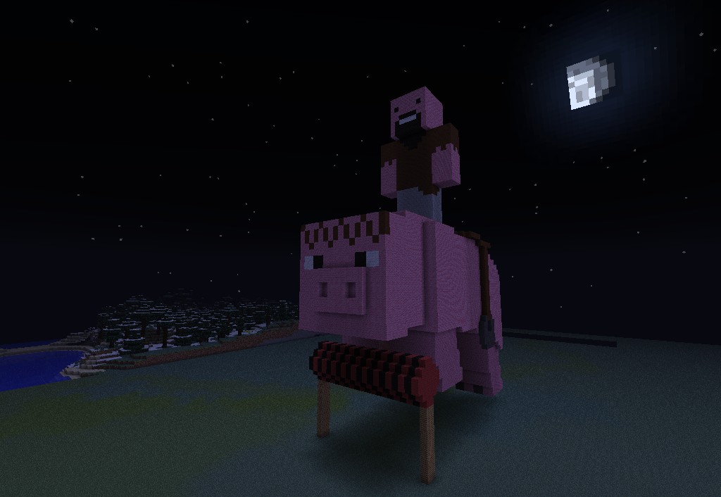 Notch Stand-Riding A Pig Minecraft Map