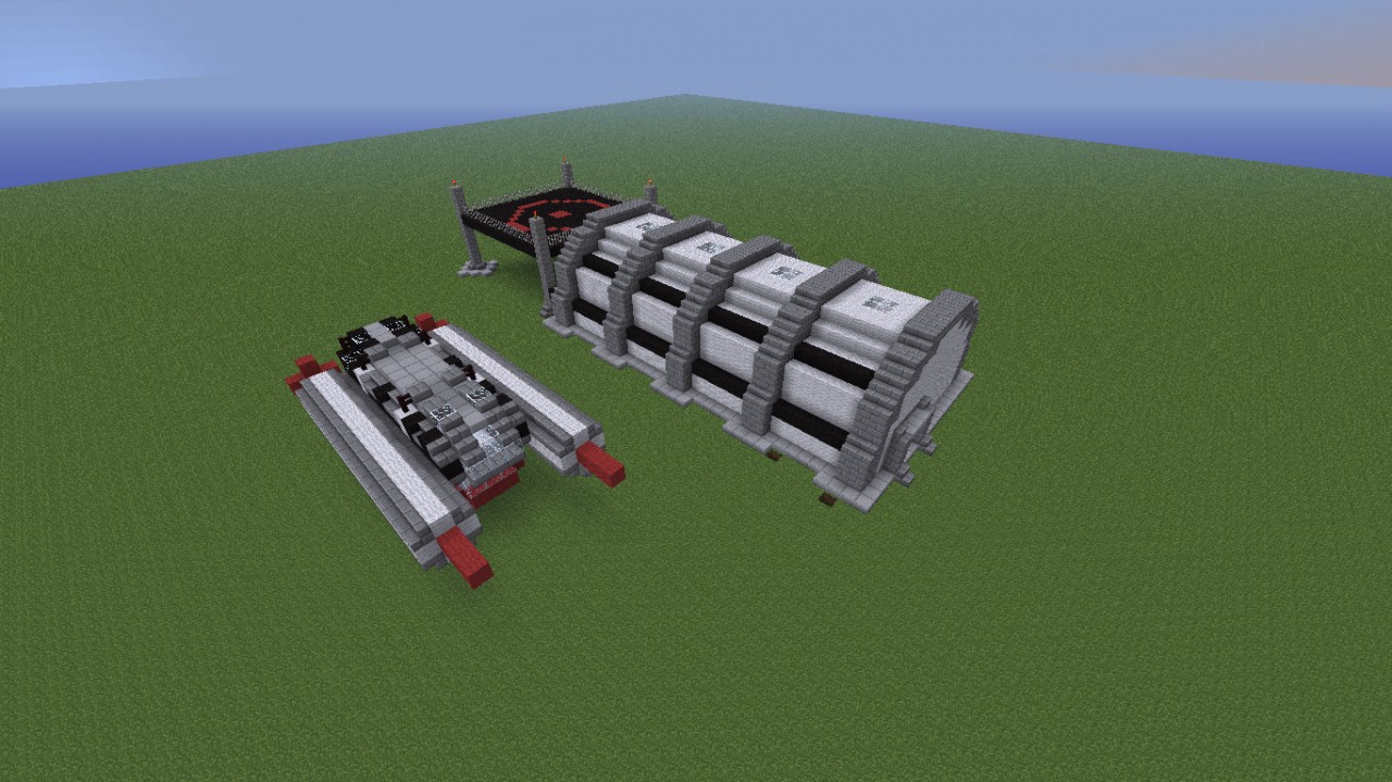 Hangar with a space ship and landing platform Minecraft Map