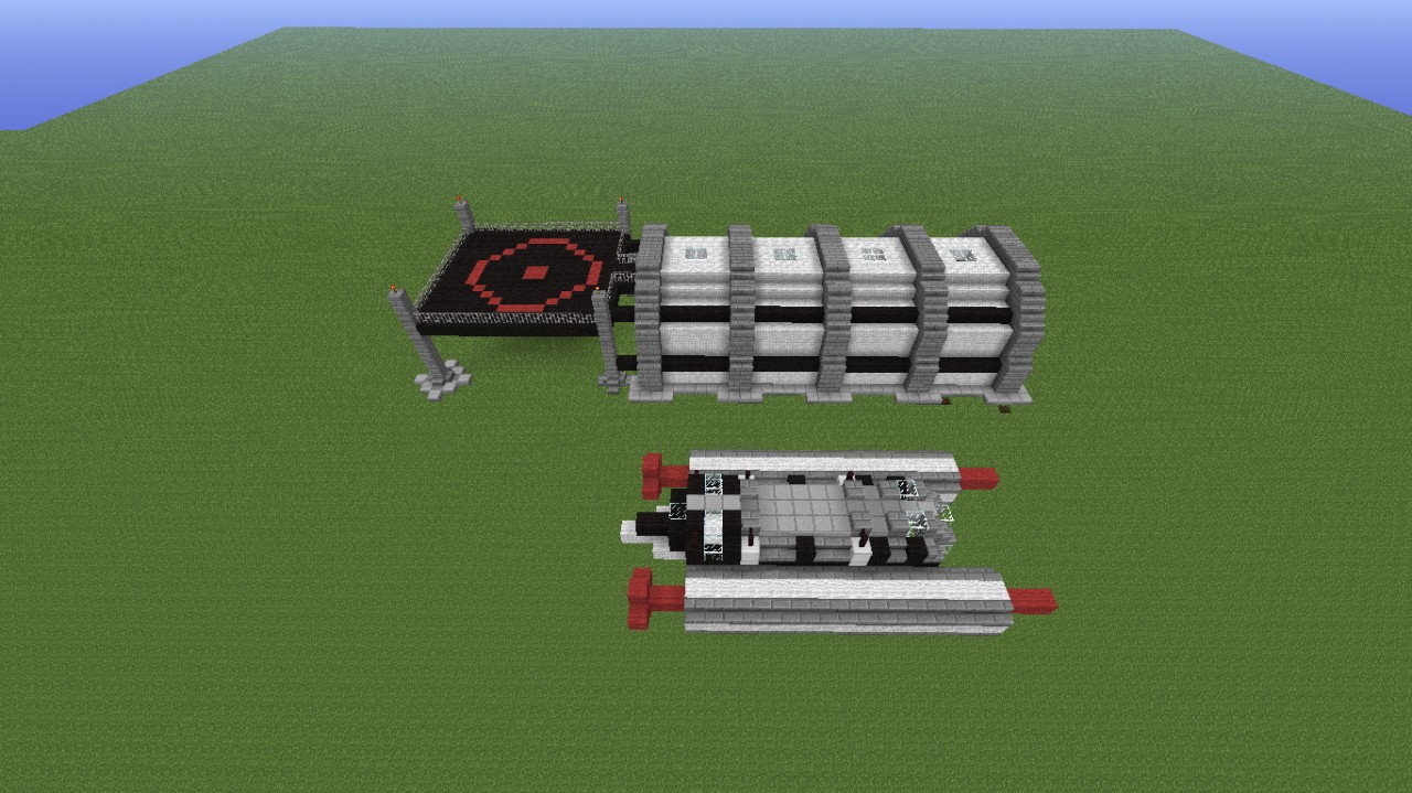 Hangar with a space ship and landing platform Minecraft Map