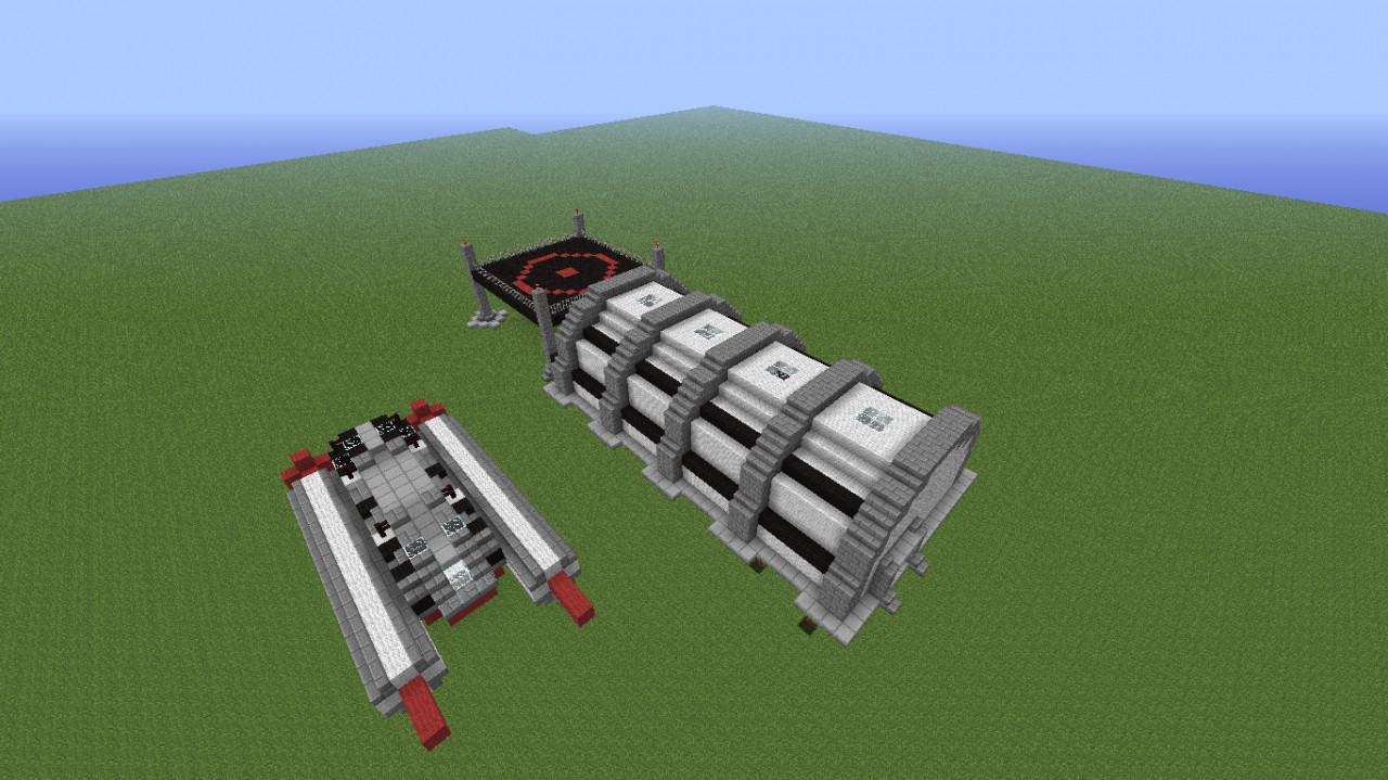 Hangar with a space ship and landing platform Minecraft Map