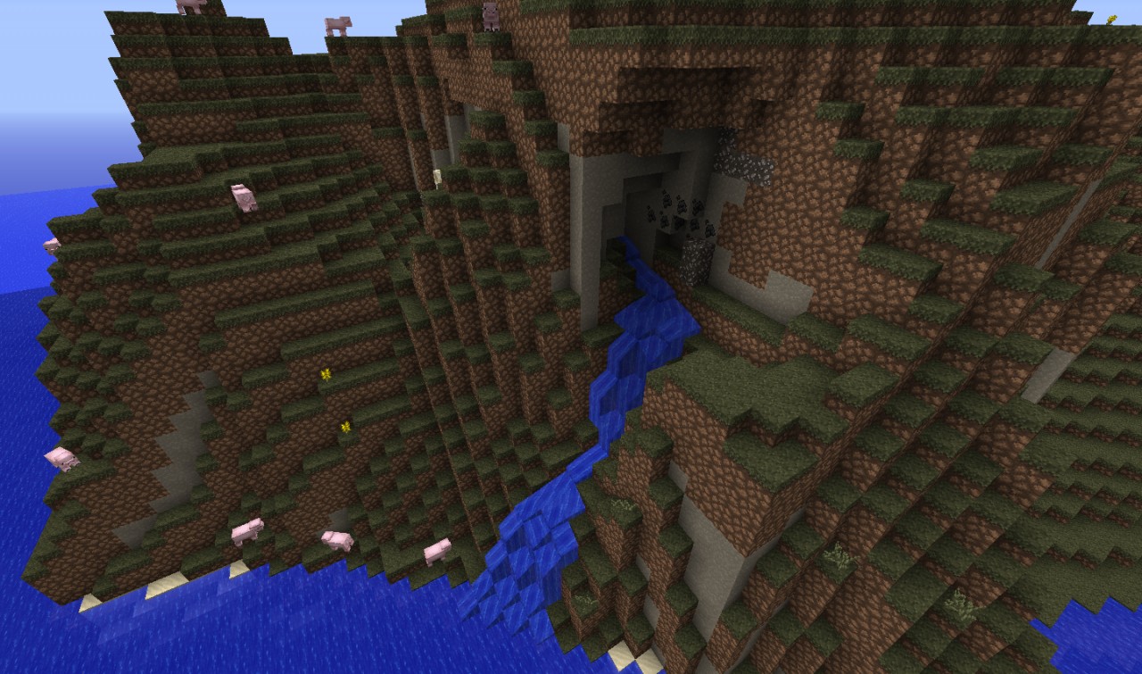 epic seed with waterfall survival island n huge dungeon Minecraft Map
