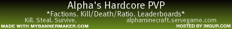 Alpha's Hardcore PVP *Factions, KDR, Leaderboards* Minecraft Server