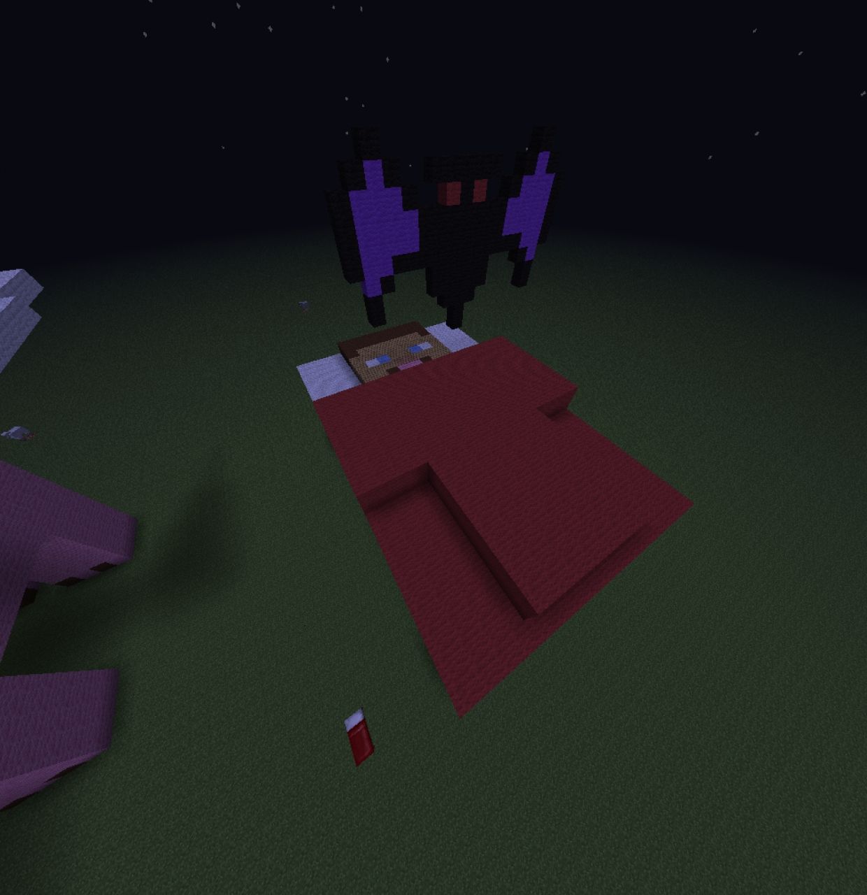 Steve sleeping and a bat Minecraft Map