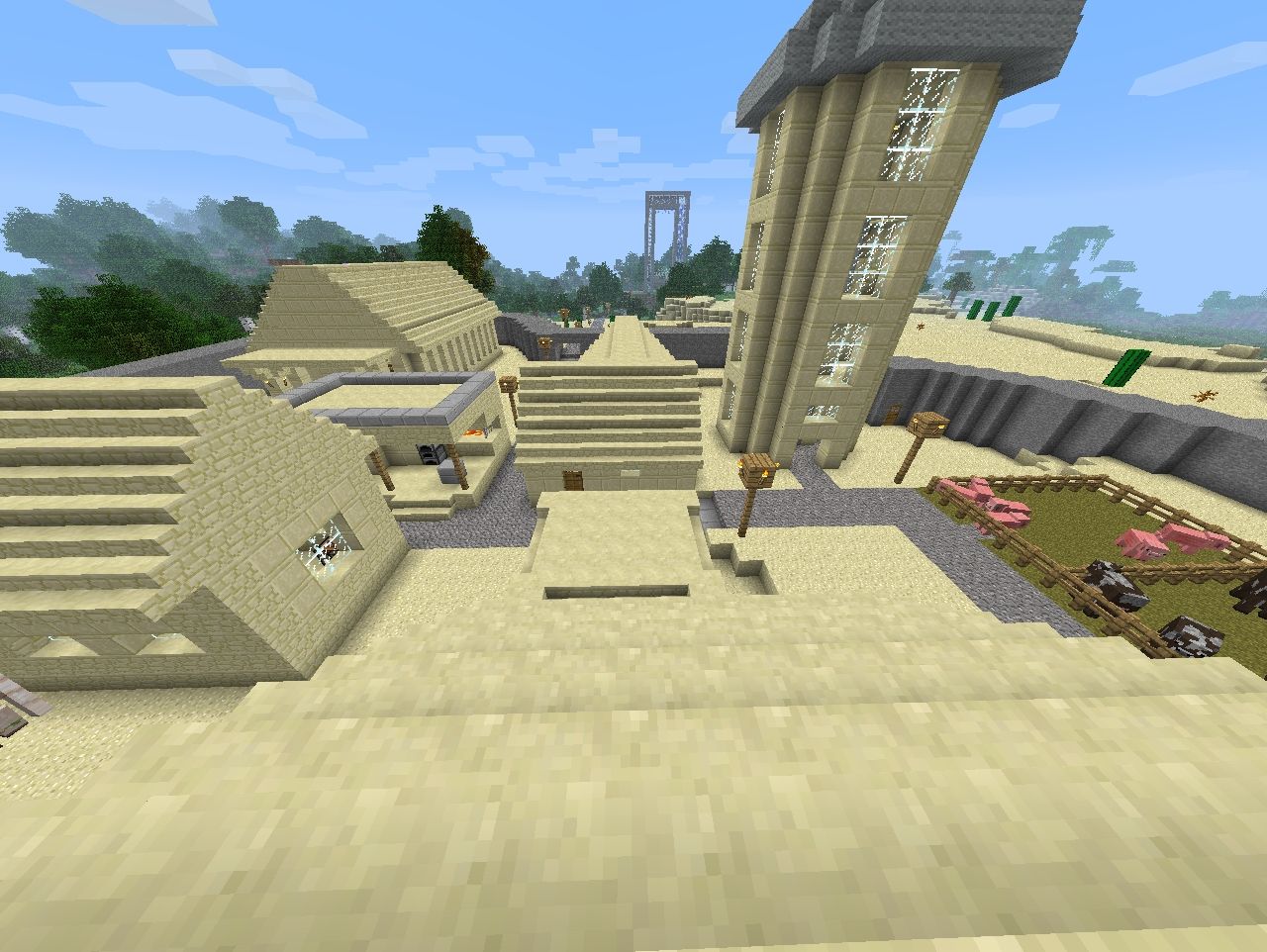Sand Village with mob grinder include Minecraft Map
