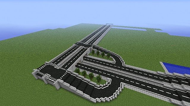 Highway overpass and parking garage city layout Minecraft Map