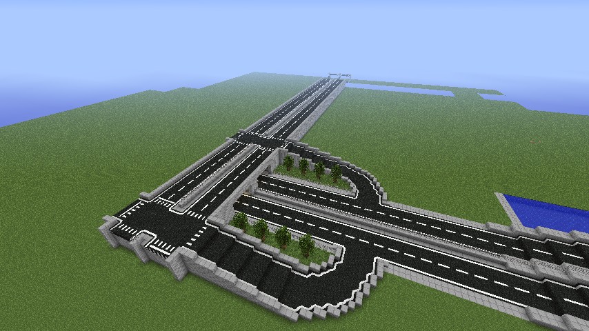 Highway overpass and parking garage city layout Minecraft Map