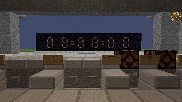 24h Digital Clock [Real Time] [hr/min/sec] [programmable] by Osama321 Minecraft Map