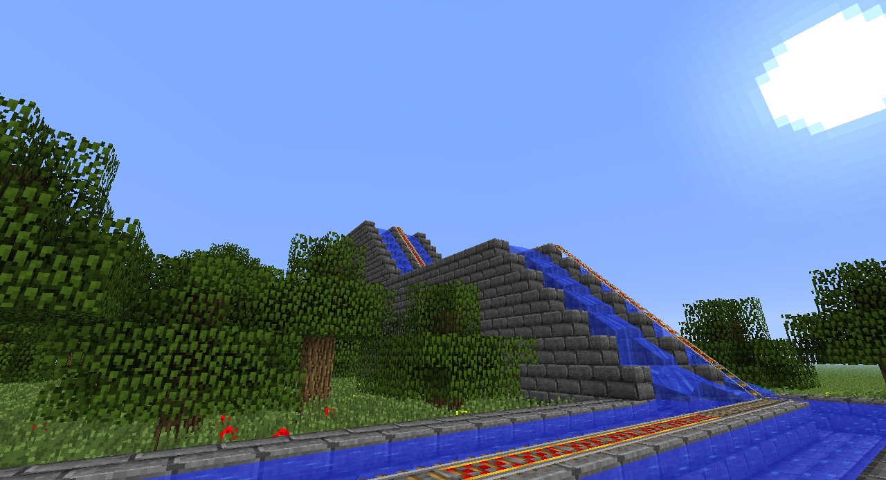 Waterfall with RailWays Minecraft Map