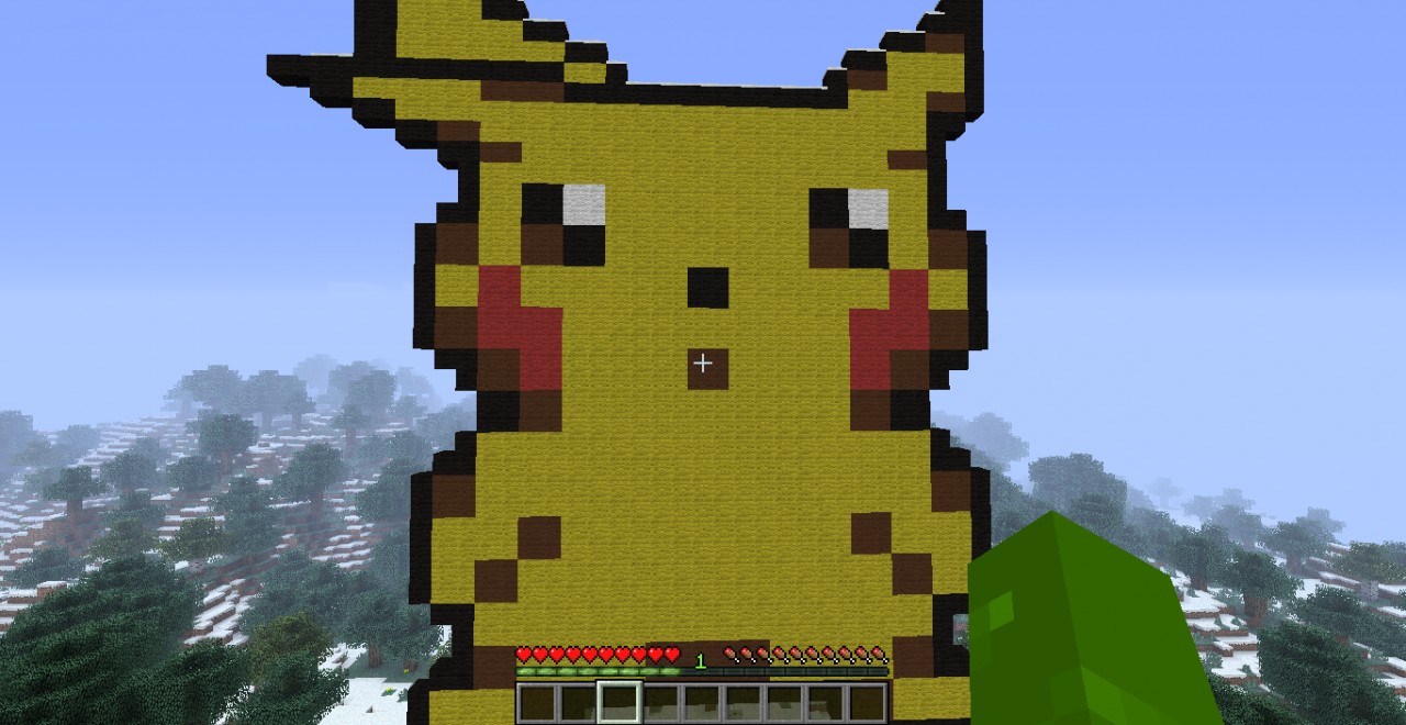 Pikachu Pixel art + Ladder Parcour for 2 Players Minecraft Map