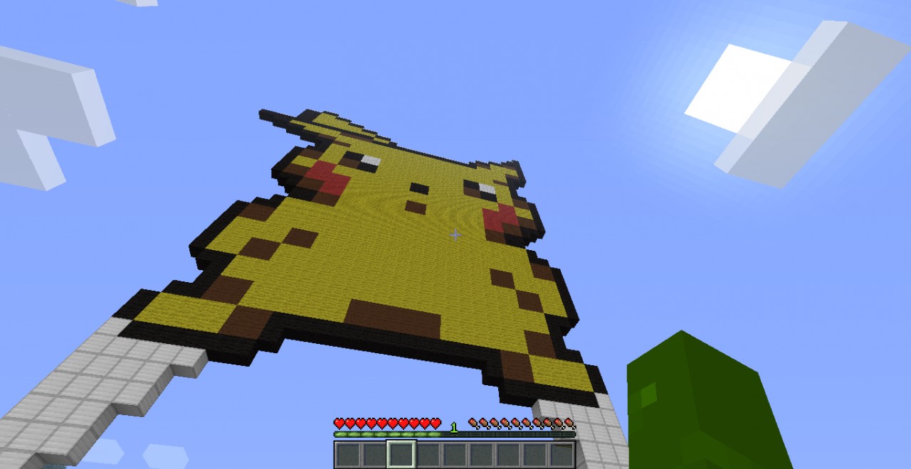 Pikachu Pixel art + Ladder Parcour for 2 Players Minecraft Map
