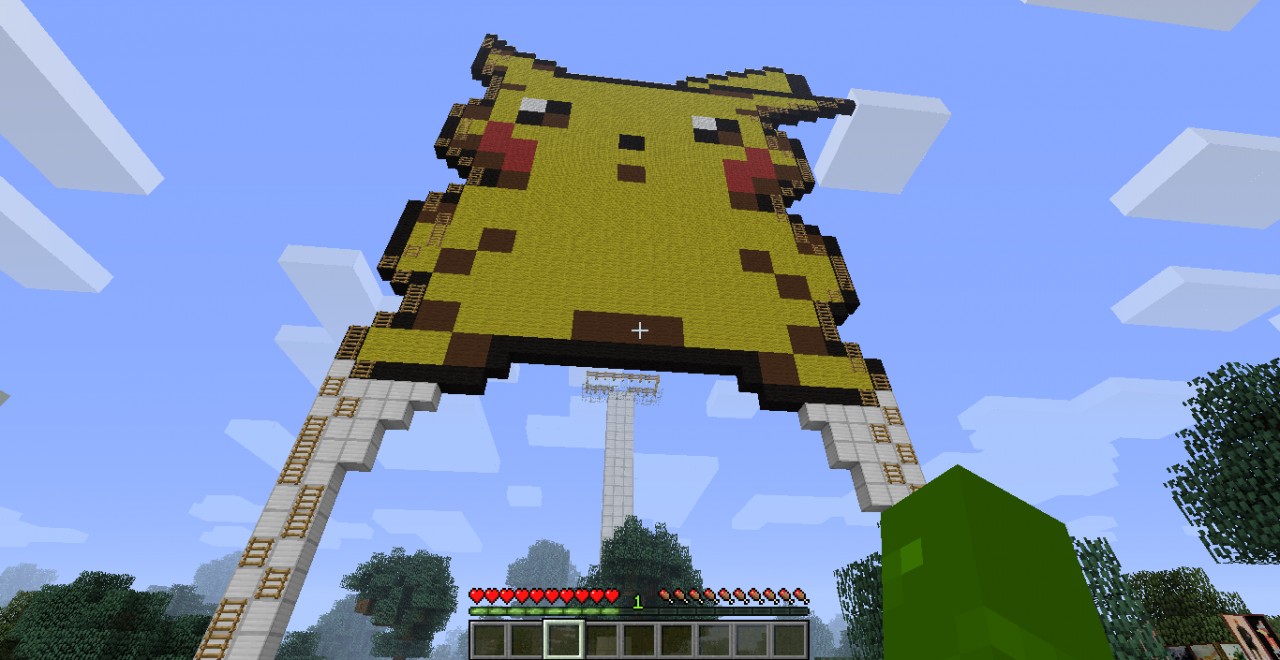 Pikachu Pixel art + Ladder Parcour for 2 Players Minecraft Map