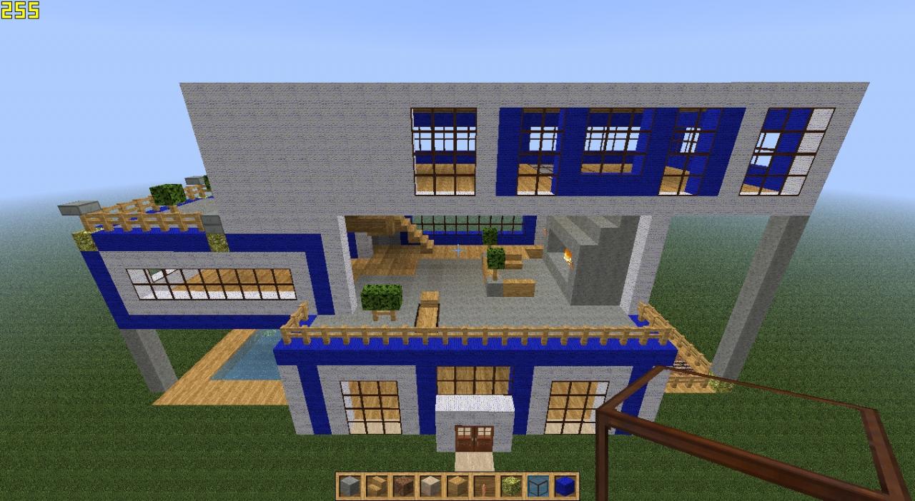 Blue & White Modern House Minecraft Map