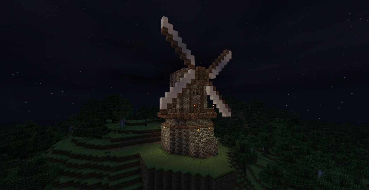 Nice Medieval house With overlooking windmill Minecraft Map