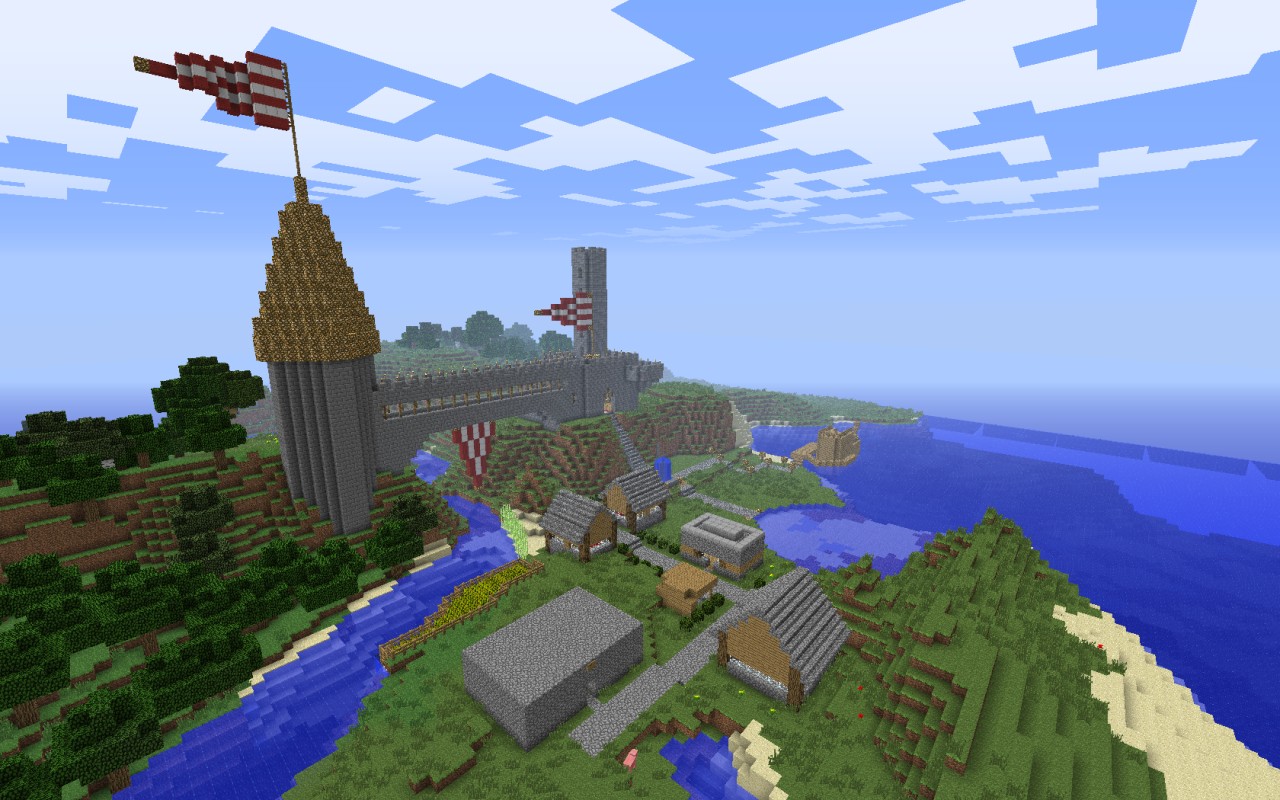 Castle w/ Village Minecraft Map