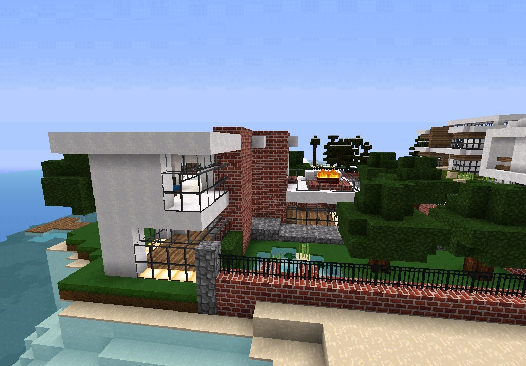 modern brick/wool house Minecraft Map