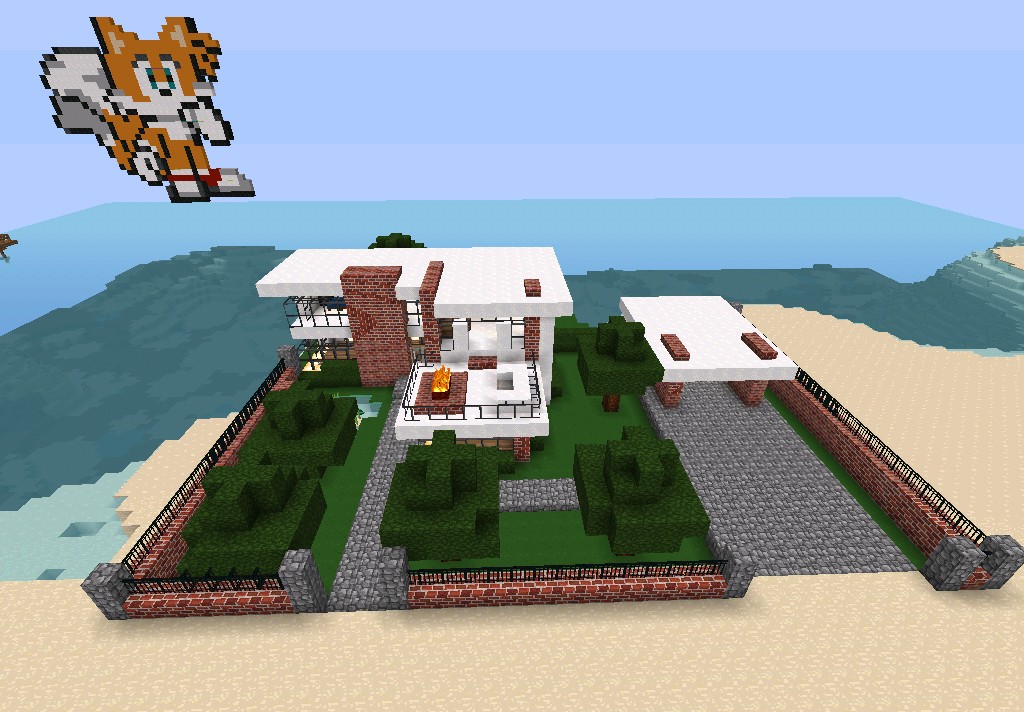 modern brick/wool house Minecraft Map