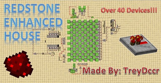 Redstone Enhanced House! Over 40 Devices!!! Minecraft Map