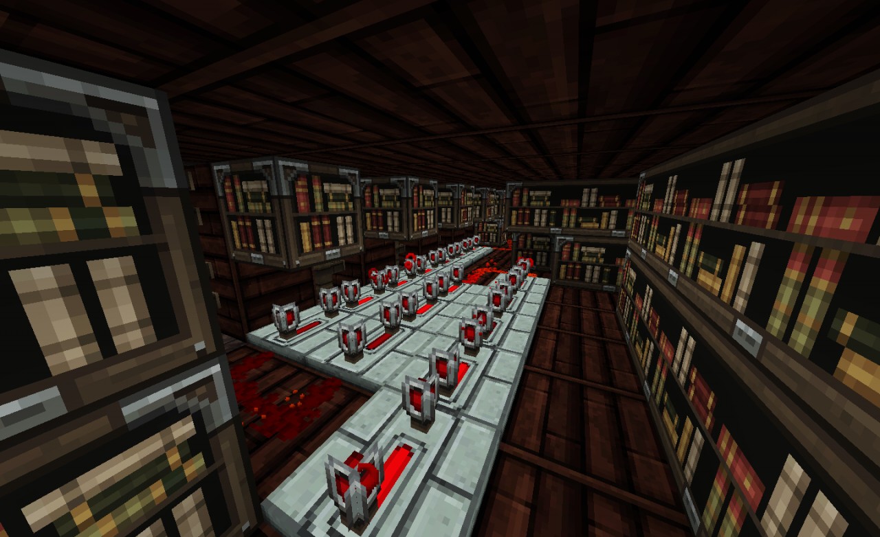 Piston Powered Redstone Library Minecraft Map